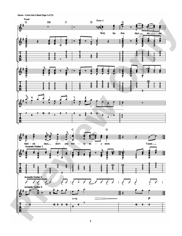 Uncle John's Band: Guitar TAB: Grateful Dead - Digital Sheet Music Download