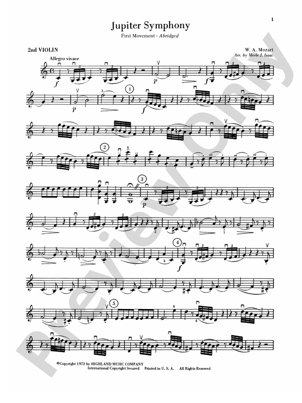 Jupiter Symphony, 1st Movement: 2nd Violin: 2nd Violin Part - Digital Sheet Music Download