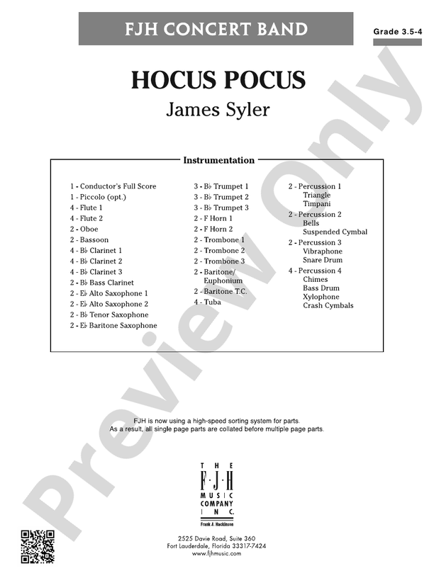 Hocus Pocus: Score: Concert Band Score: James Syler - Digital Sheet ...