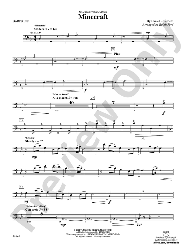 Minecraft: Baritone B.C.: Baritone B.C. Part - Digital Sheet Music Download