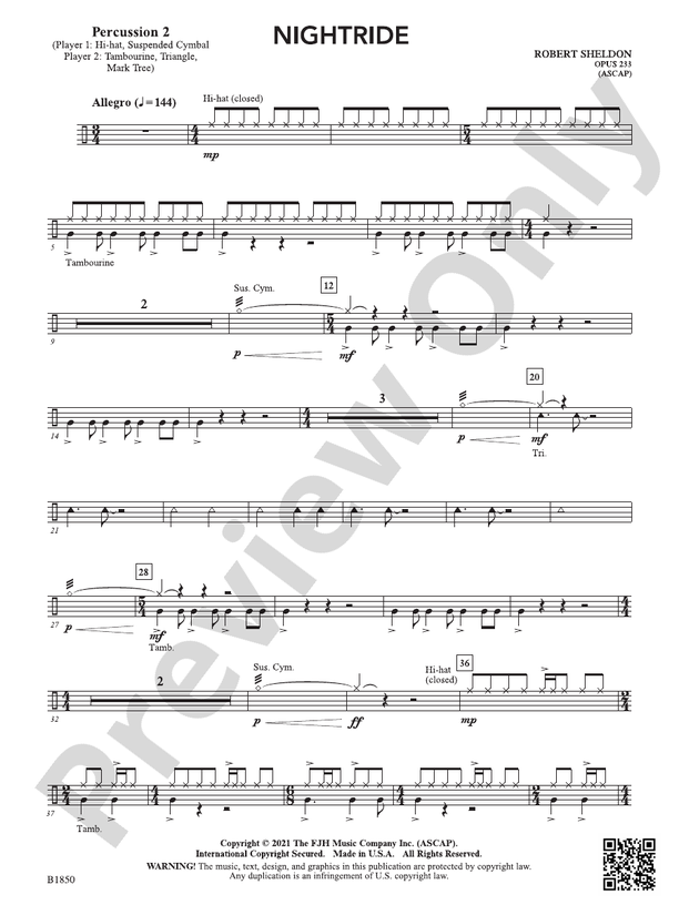 Nightride: Percussion 2: Percussion 2 Part: Robert Sheldon - Digital Sheet Music Download