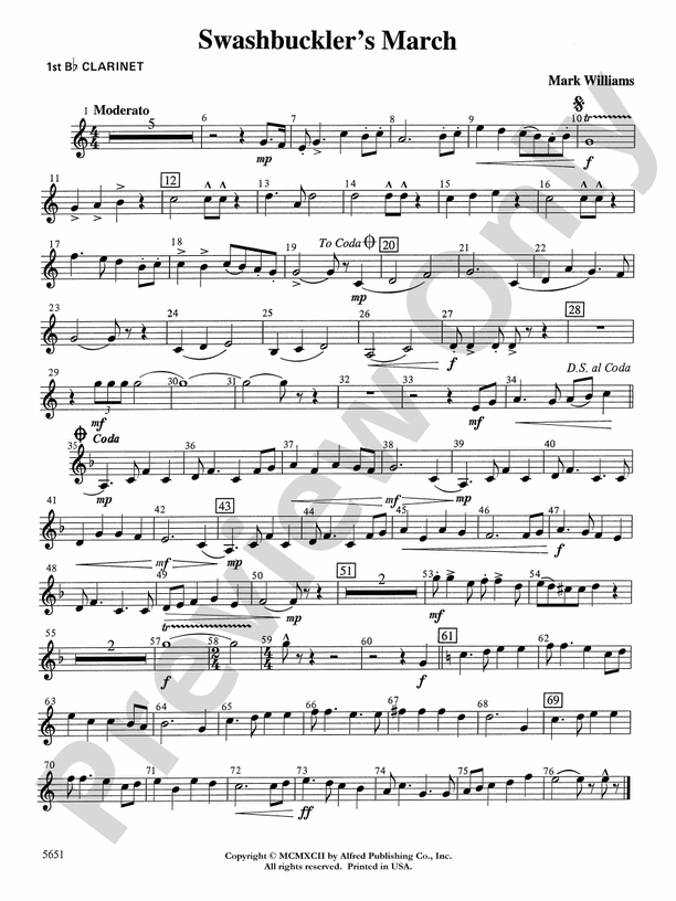 Swashbuckler's March: 1st B-flat Clarinet: 1st B-flat Clarinet Part - Digital Sheet Music Download