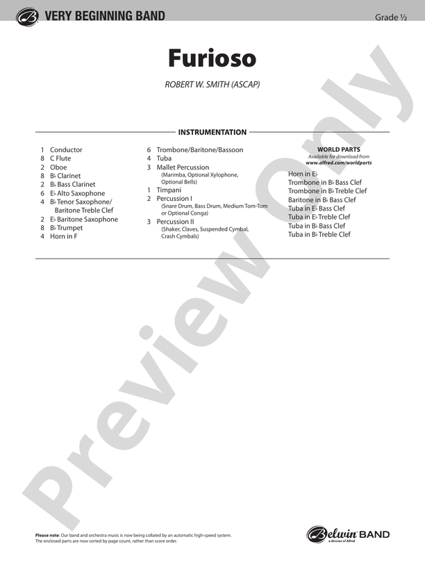 Furioso: Score: Concert Band Score - Digital Sheet Music Download