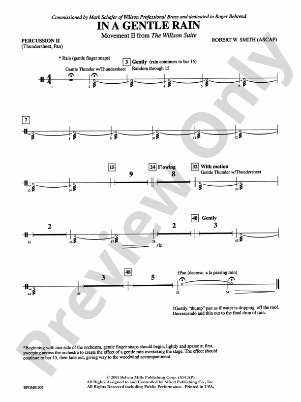 In a Gentle Rain (Movement II from the Willson Suite): 2nd Percussion: 2nd Percussion Part ...