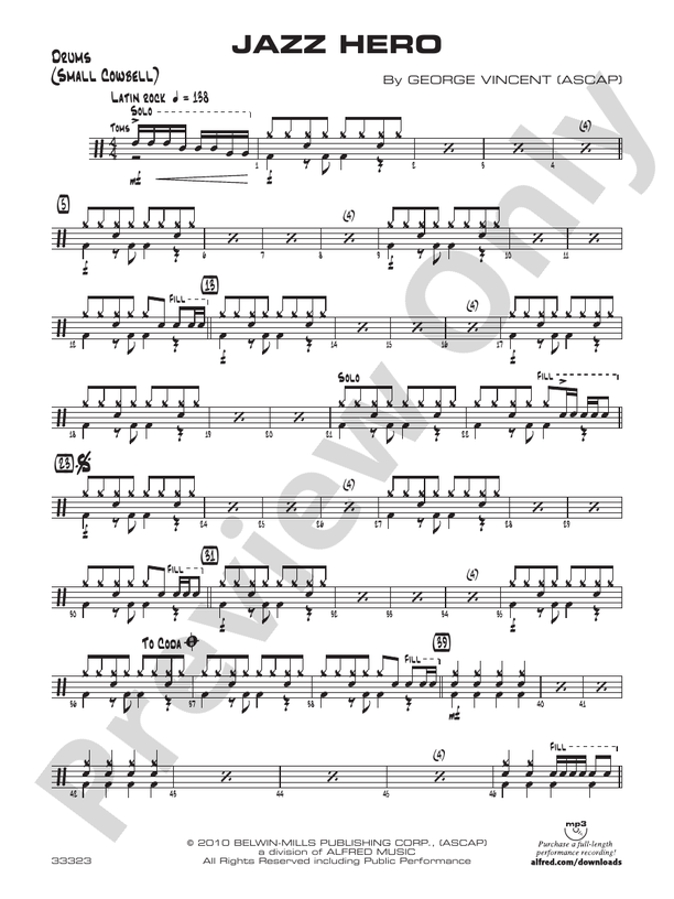 Jazz Hero: Drums: Drums Part - Digital Sheet Music Download