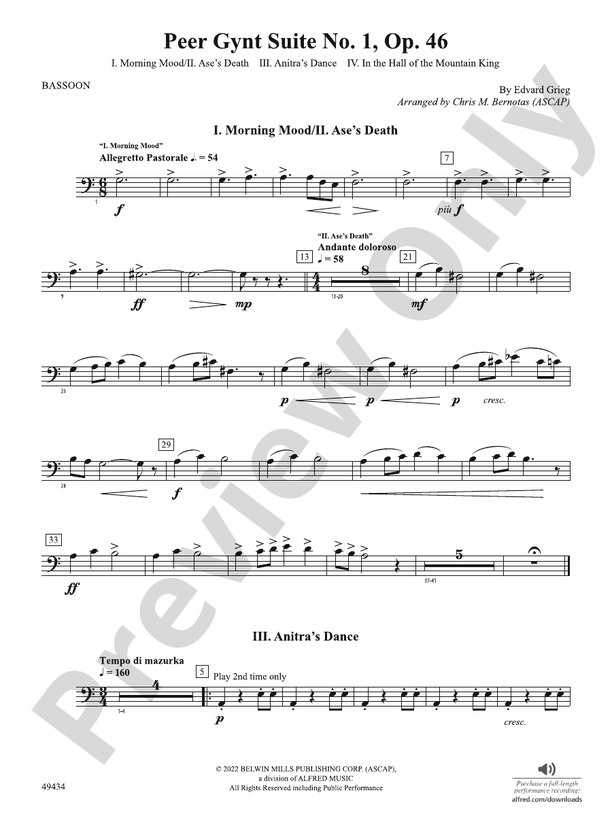 Peer Gynt Suite No.1, Op. 46: Bassoon: Bassoon Part - Digital Sheet ...
