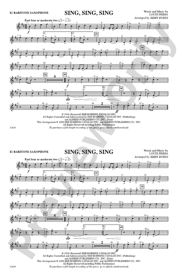 Sing, Sing, Sing: E-flat Baritone Saxophone: E-flat Baritone Saxophone ...