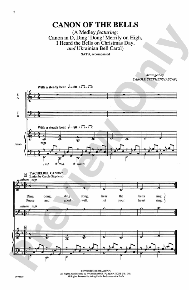 Canon of the Bells: SATB Choral Octavo - Digital Sheet Music Download