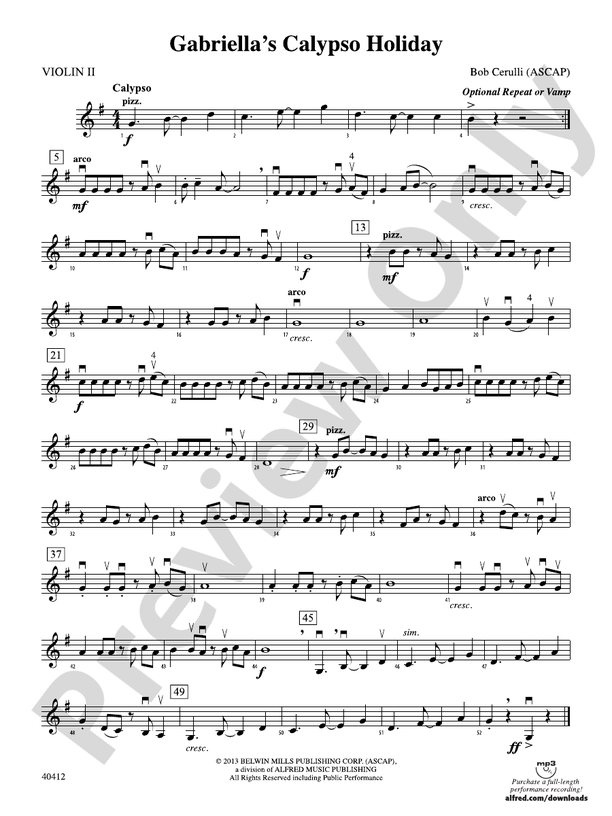 Gabriella's Calypso Holiday: 2nd Violin: 2nd Violin Part - Digital ...