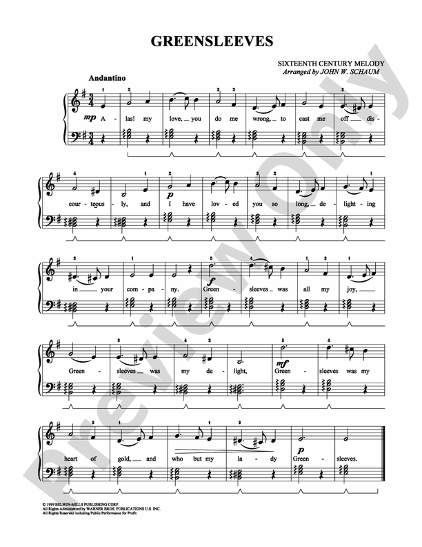Greensleeves: Easy Piano: Traditional - Digital Sheet Music Download