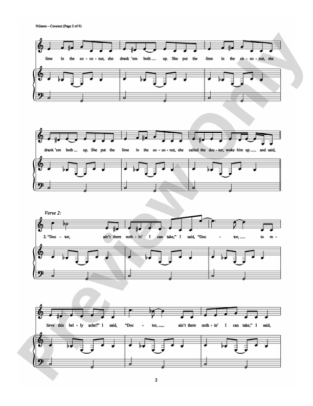 Coconut: Piano/Vocal/Chords: Harry Nilsson - Digital Sheet Music Download