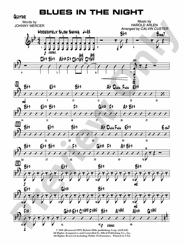 Blues in the Night: Guitar: Guitar Part - Digital Sheet Music Download