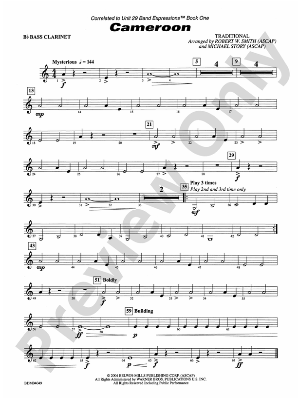 Cameroon: B-flat Bass Clarinet: B-flat Bass Clarinet Part - Digital ...