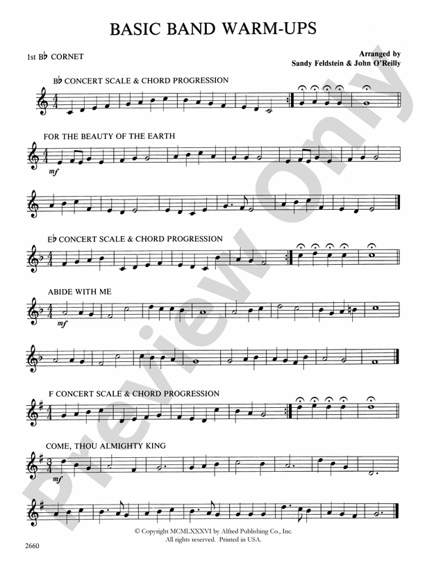 Basic Band Warm-ups: 1st B-flat Cornet: 1st B-flat Cornet Part - Digital Sheet Music Download