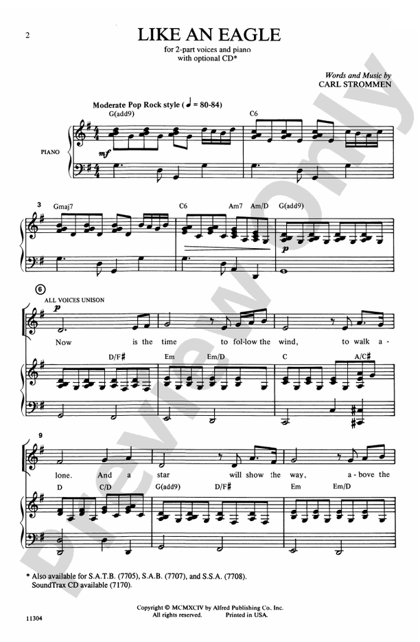 Like an Eagle: 2-Part Choral Octavo: Carl Strommen - Digital Sheet ...