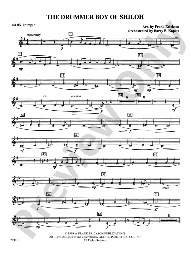 The Drummer Boy of Shiloh: 3rd B-flat Trumpet: 3rd B-flat Trumpet Part ...
