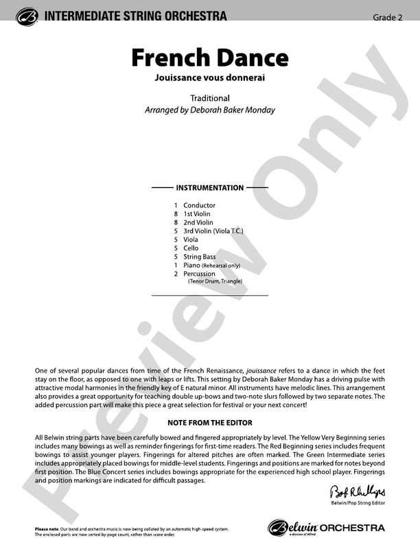 French Dance: Score: String Orchestra Score - Digital Sheet Music Download