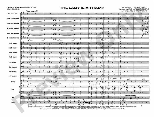 The Lady Is a Tramp: Score - Low Key (Female): Score - Low Key (Female ...