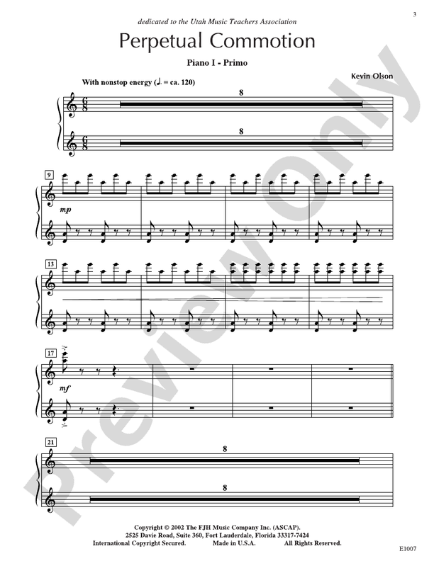 Perpetual Commotion: Piano: Kevin Olson - Digital Sheet Music Download