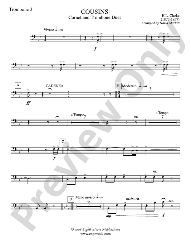 Cousins (Cornet and Trombone Duet and Concert Band): 3rd Trombone: 3rd Trombone Part - Digital ...