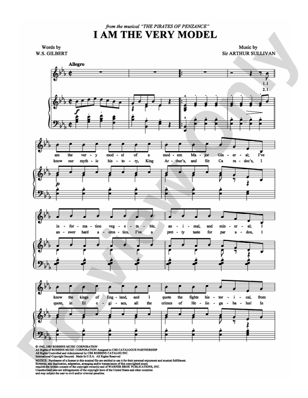 I Am the Very Model: Piano/Vocal/Chords: Arthur Seymour Sullivan ...