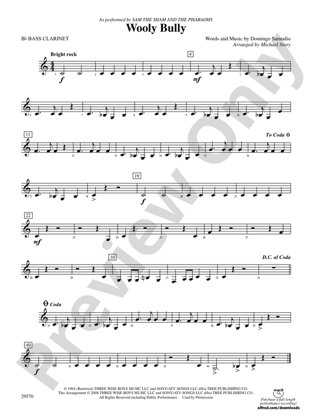 Wooly Bully: B-flat Bass Clarinet: B-flat Bass Clarinet Part - Digital ...