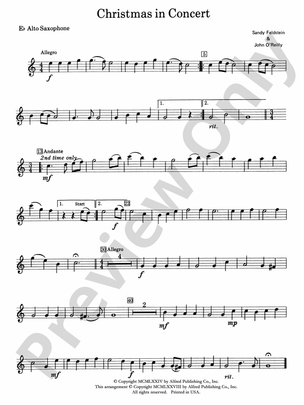 Christmas in Concert: E-flat Alto Saxophone: E-flat Alto Saxophone Part - Digital Sheet Music ...
