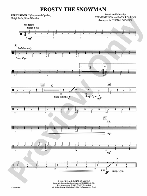 Frosty the Snowman: 2nd Percussion: 2nd Percussion Part - Digital Sheet ...