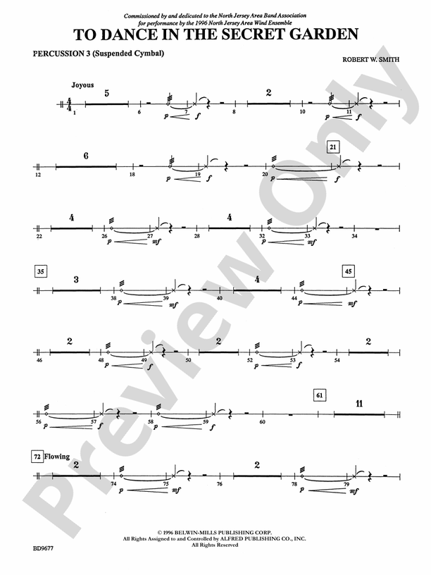 To Dance in the Secret Garden: 3rd Percussion: 3rd Percussion Part - Digital Sheet Music Download