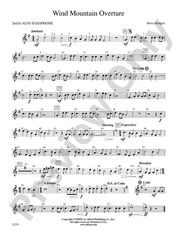 Wind Mountain Overture: 2nd E-flat Alto Saxophone: 2nd E-flat Alto ...
