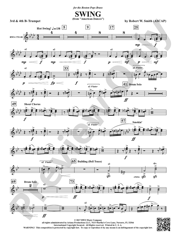 Swing - From American Dances: 3rd & 4th B-flat Trumpets: 3rd & 4th B ...