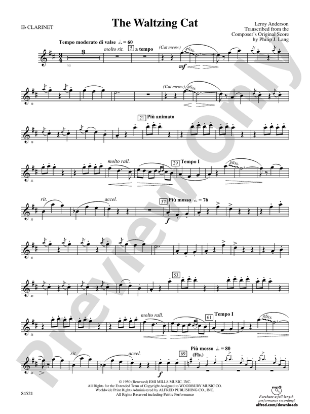 The Waltzing Cat: E-flat Soprano Clarinet: E-flat Soprano Clarinet Part ...