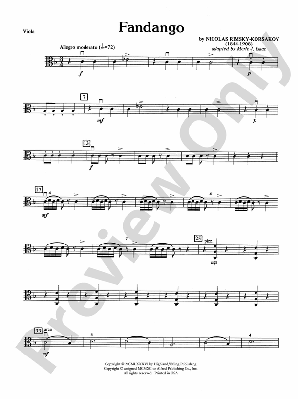 Fandango and Alborado: Viola: Viola Part - Digital Sheet Music Download