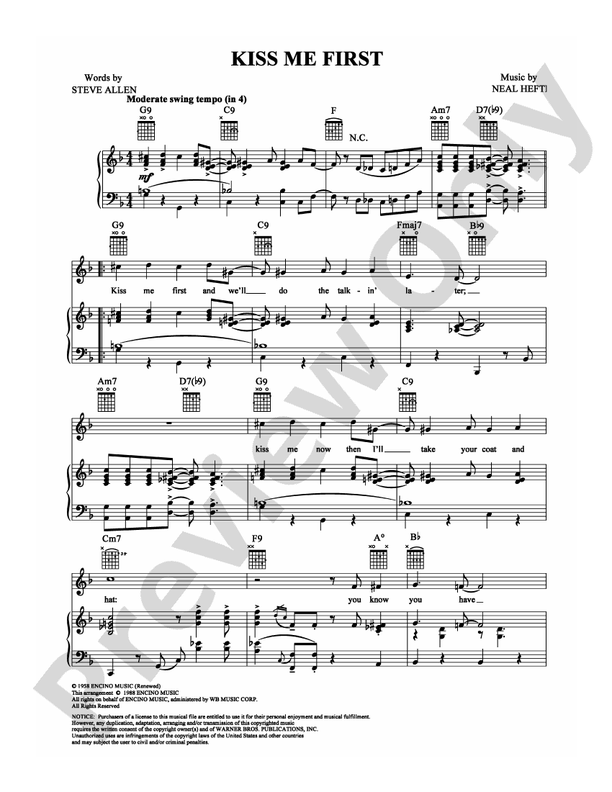 Kiss Me First: Piano/Vocal/Chords: Neal Hefti - Digital Sheet Music ...