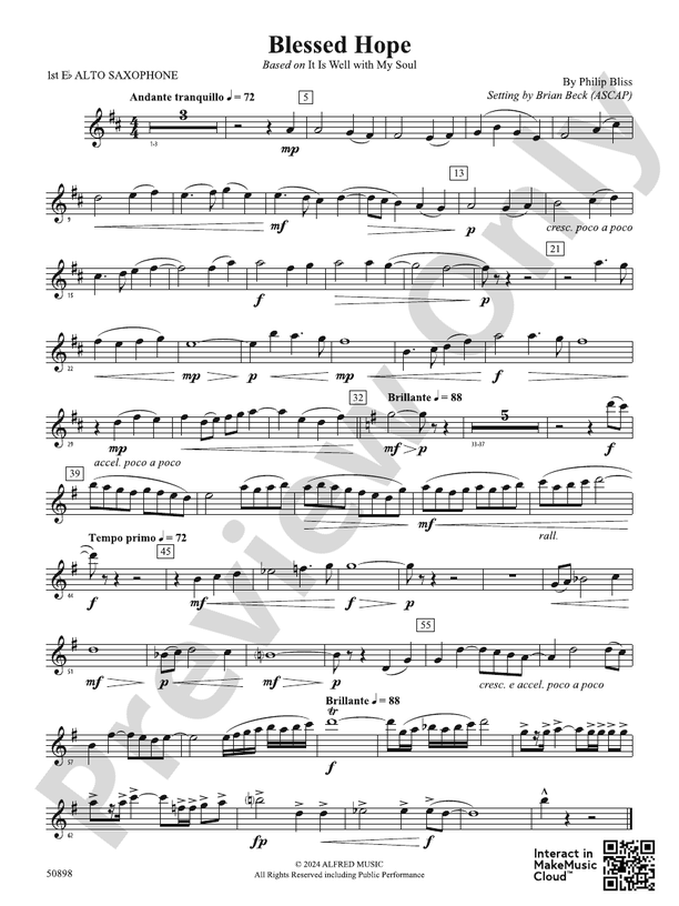 Blessed Hope: E-flat Alto Saxophone: E-flat Alto Saxophone Part ...