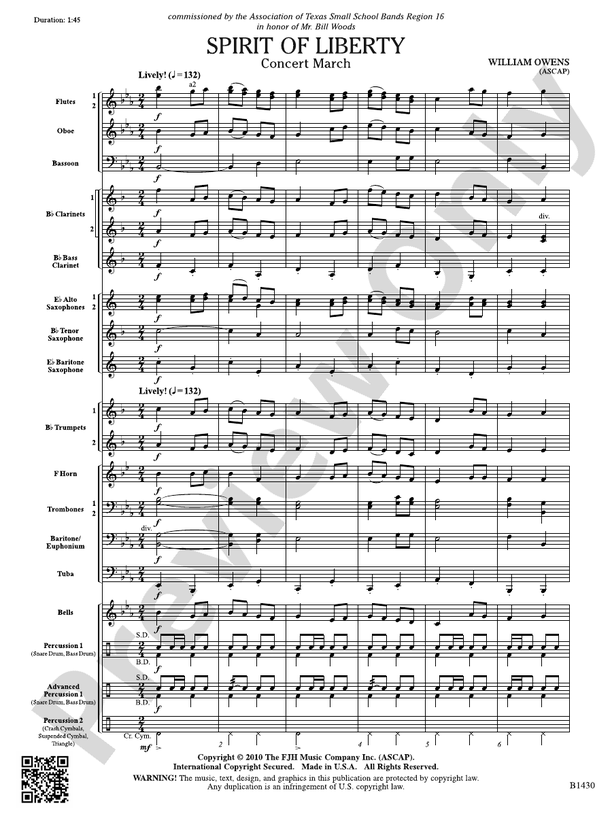 Spirit of Liberty: Score: : William Owens - Digital Sheet Music Download