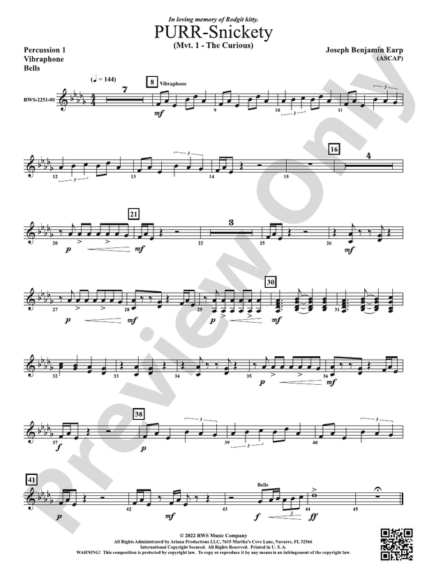 PURR-Snickety - Mvt 1. - The Curious: 1st Percussion: 1st Percussion ...
