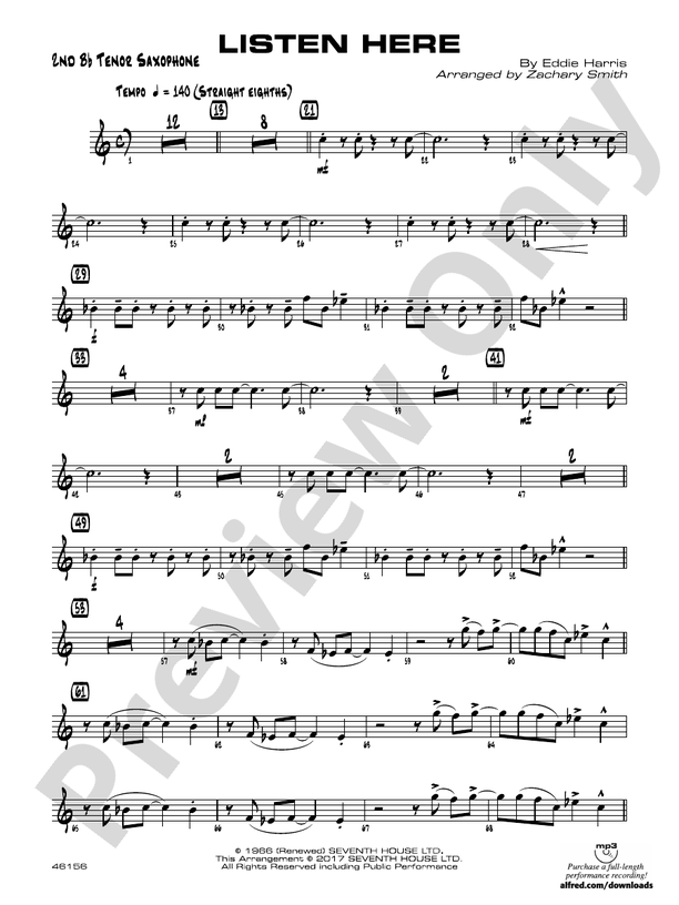 Listen Here: 2nd B-flat Tenor Saxophone: 2nd B-flat Tenor Saxophone Part - Digital Sheet Music ...