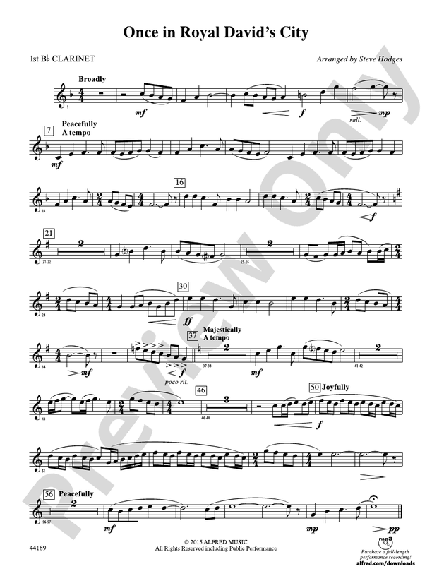 Once in Royal David's City: 1st B-flat Clarinet: 1st B-flat Clarinet Part - Digital Sheet Music ...