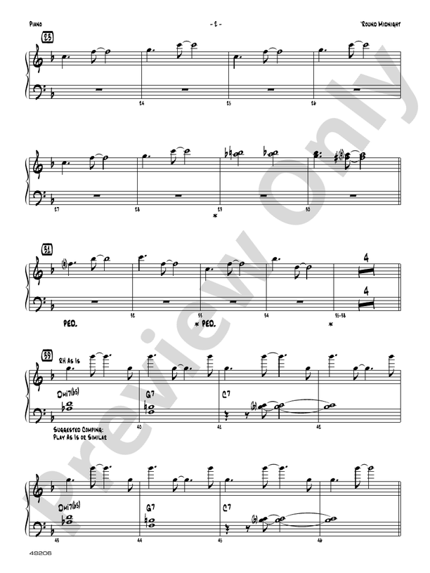 'Round Midnight: Piano Accompaniment: Piano Accompaniment Part ...