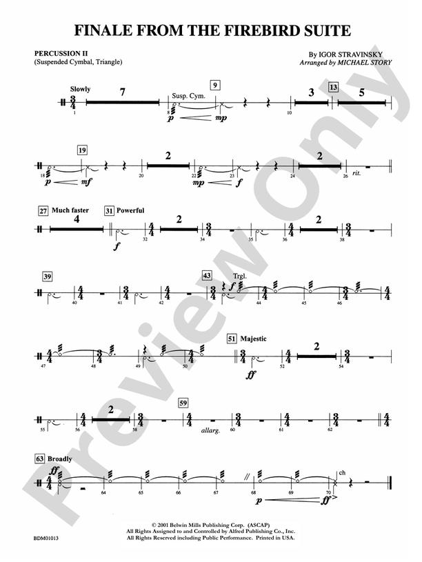 Finale from The Firebird Suite: 2nd Percussion: 2nd Percussion Part ...