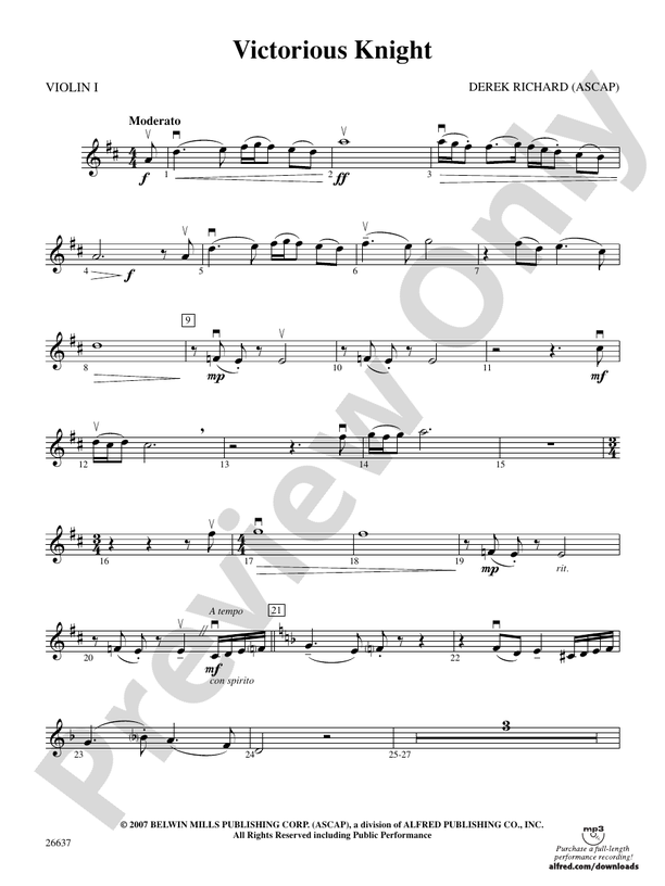 Victorious Knight: 1st Violin: 1st Violin Part - Digital Sheet Music Download