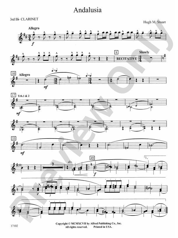 Andalusia: 3rd B-flat Clarinet: 3rd B-flat Clarinet Part - Digital ...