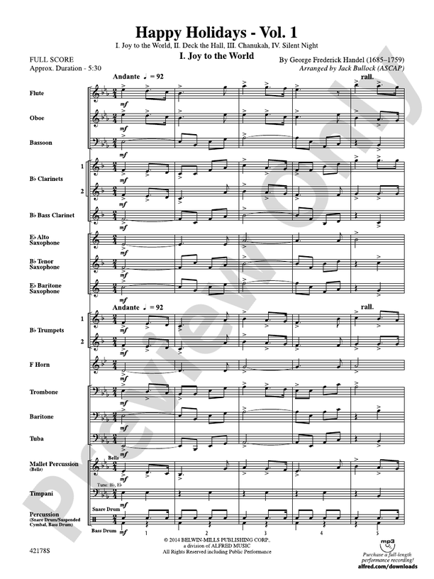 Happy Holidays---Vol. 1: Concert Band Conductor Score & Parts - Digital ...