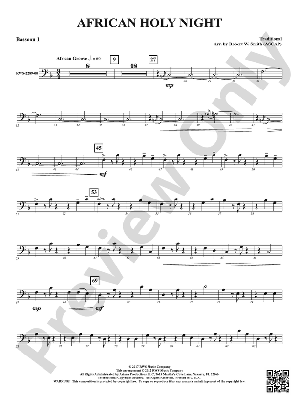 African Holy Night: Bassoon: Bassoon Part - Digital Sheet Music Download