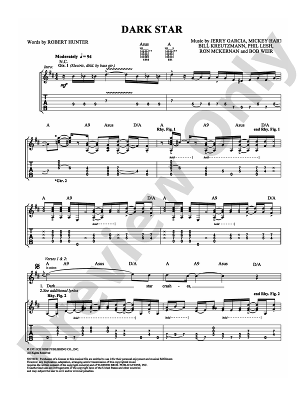 Dark Star: Guitar TAB: Grateful Dead - Digital Sheet Music Download