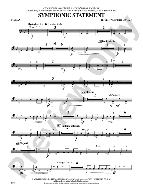 Symphonic Statement: Timpani: Timpani Part - Digital Sheet Music Download