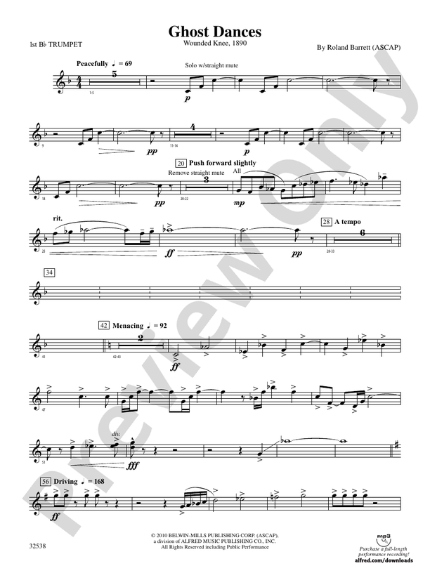 Ghost Dances: 1st B-flat Trumpet: 1st B-flat Trumpet Part - Digital Sheet Music Download