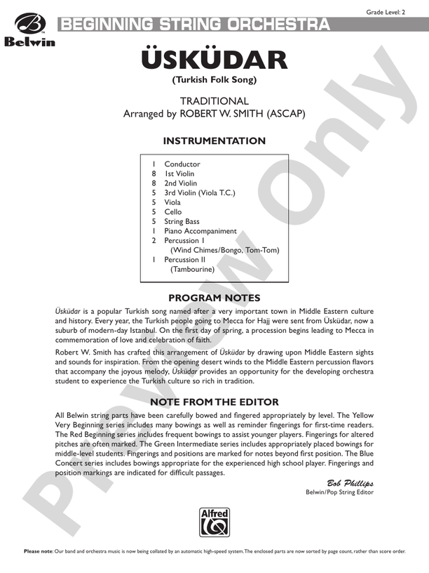 Uskudar: Score: String Orchestra Score - Digital Sheet Music Download