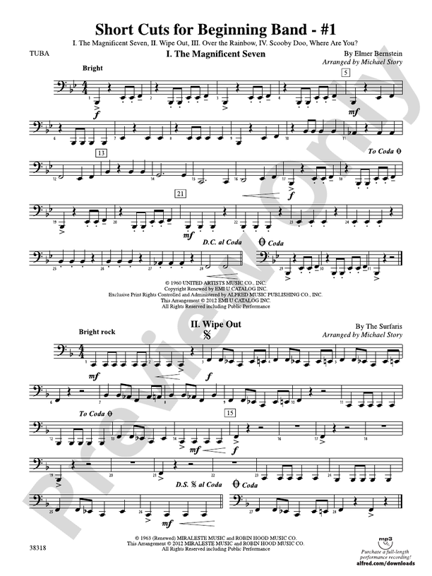 Short Cuts for Beginning Band -- #1: Tuba: Tuba Part - Digital Sheet ...